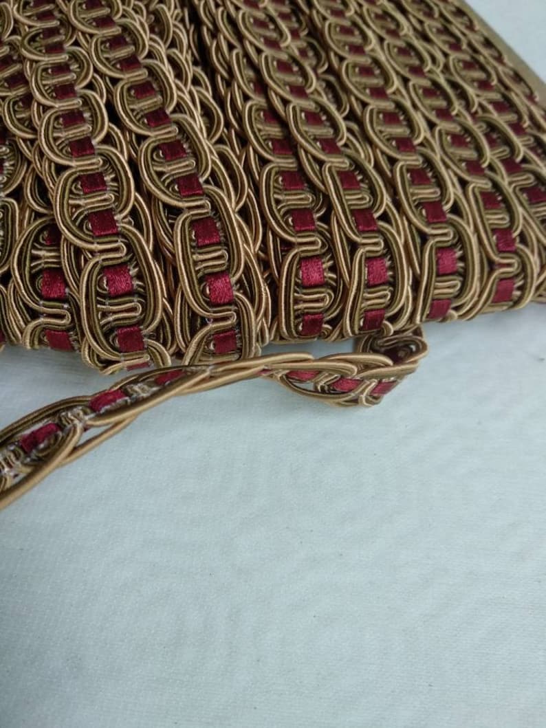 Red Gold Slim Braid Fringe Trims Braid Trimming Upholstery 1.5cm Gimp ...