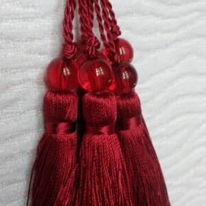 Red Wine Mini Tassel With Beads | 9cm-3.54 Inches Height With Loop ...