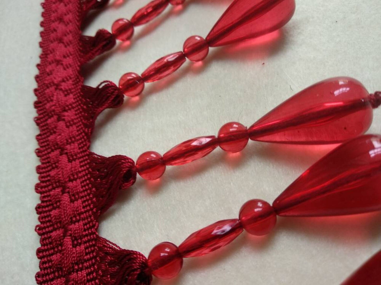 Red Beads Fringe Trim/10 Cm 3.94 Inches Heightbeaded Fringe - Etsy