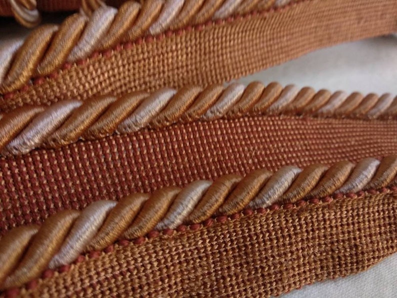 8mm-0.35" Rayon Flanged Piping Cord | Rust Gold Light Beige Twisted ...