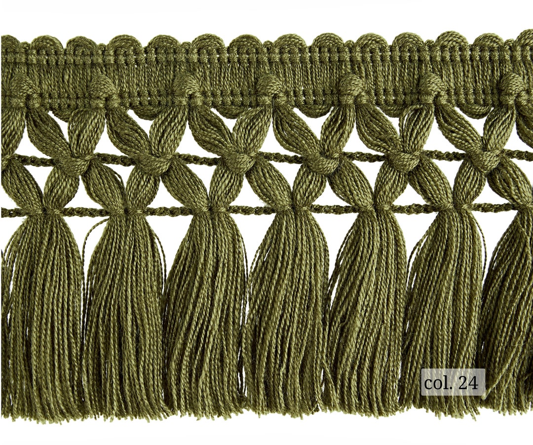 Olive Green Braid Tassel Fringe Trim 8 Cm 3.15 Inch Trims Tassel Fringe ...