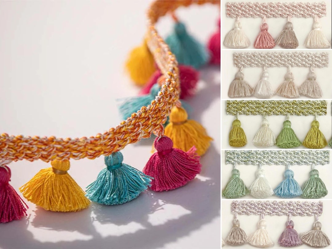 Multicolor Tassel Fringe Trim|5 Cm-1.96 Inches Height Braided Tassel ...