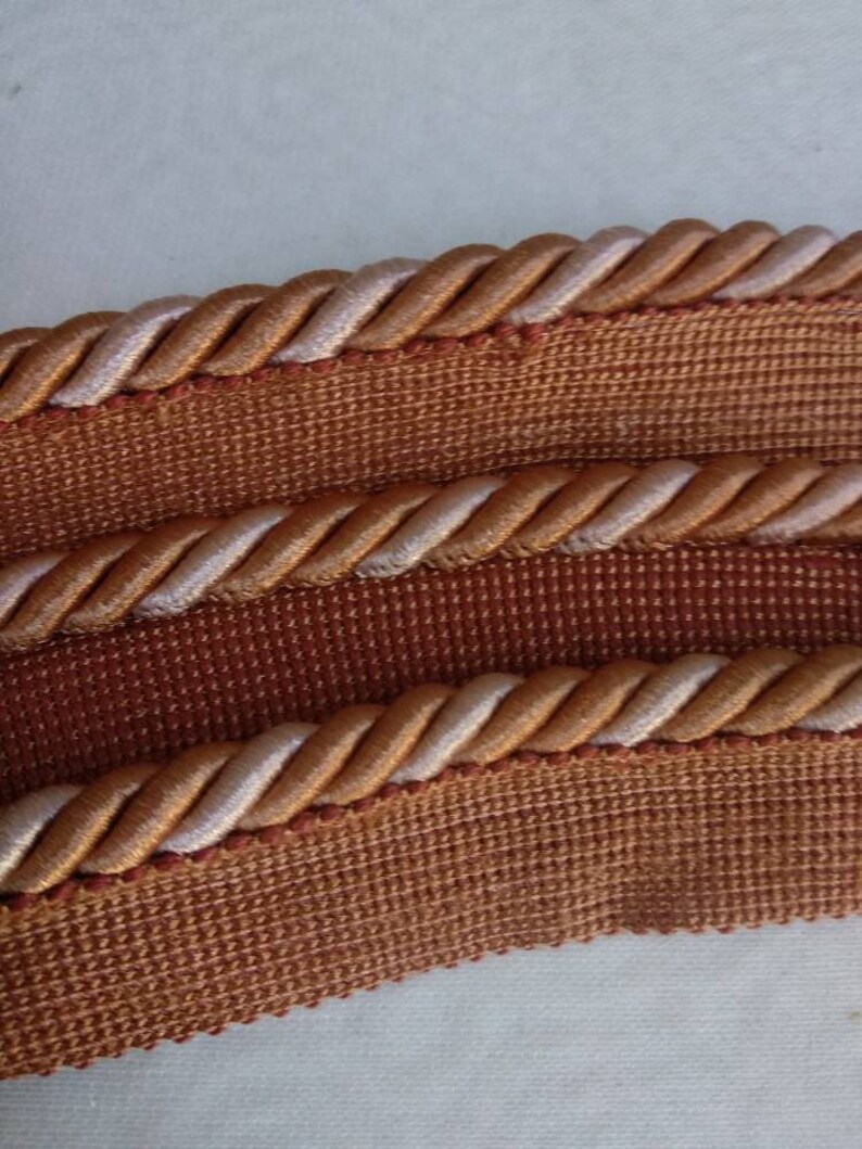 8mm-0.35" Rayon Flanged Piping Cord | Rust Gold Light Beige Twisted ...