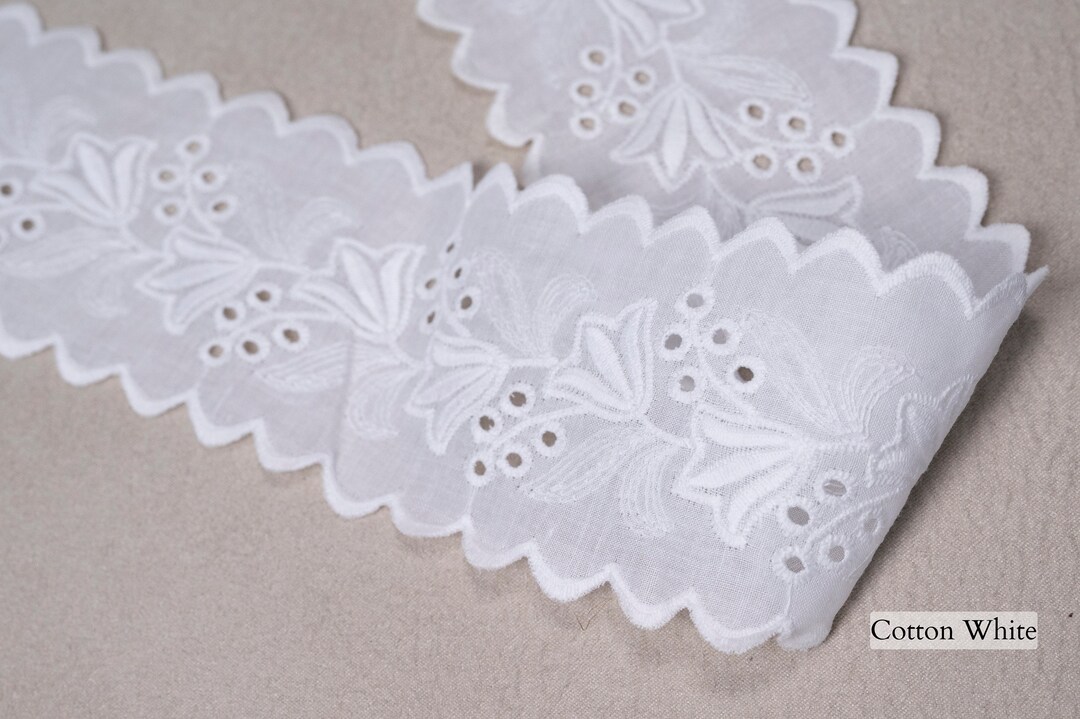 White Vintage Cotton Lace Ribbon Trim6.5cm Wide Cotton Crochet Trim ...
