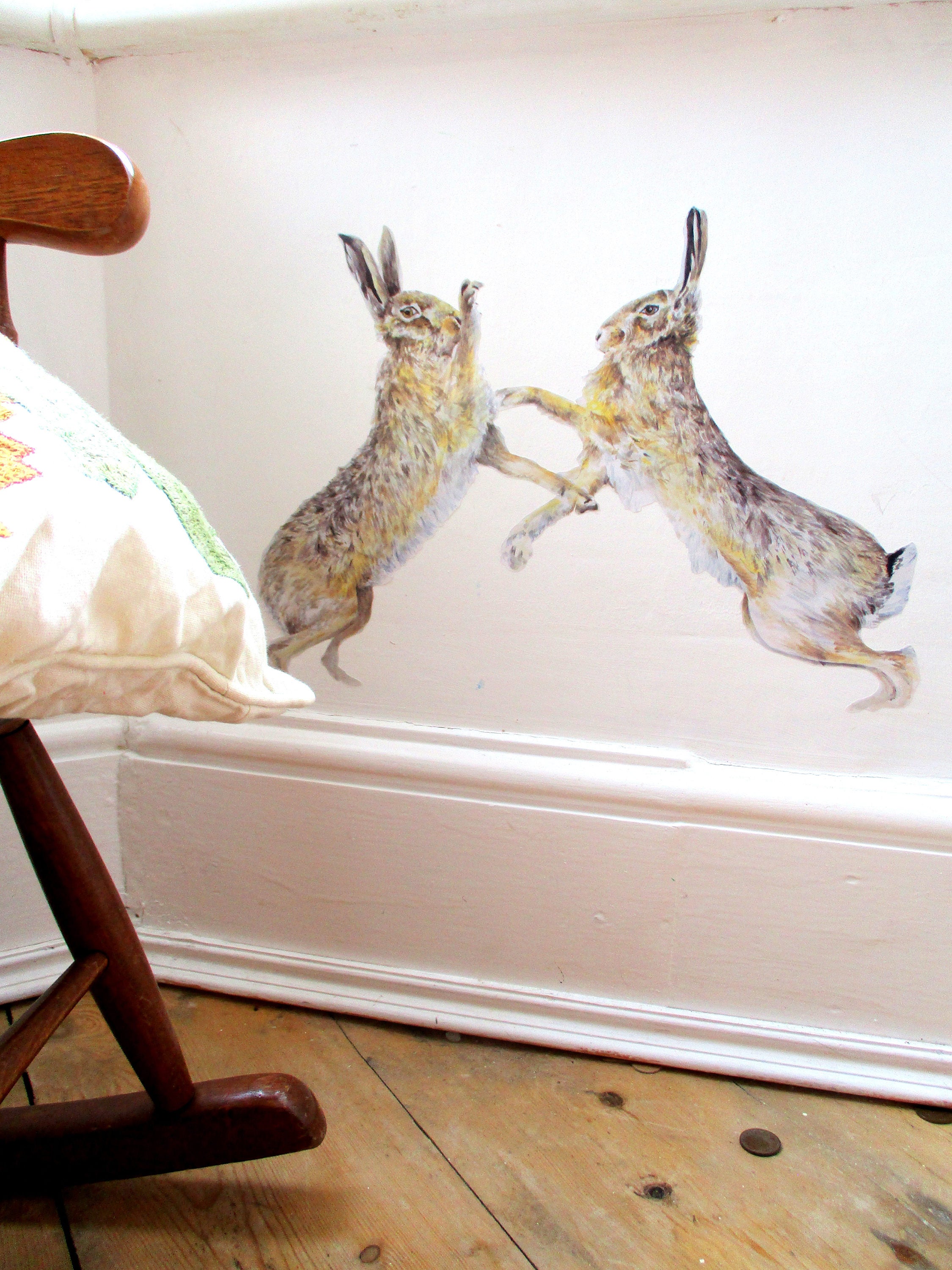 Hare Wall Decor Hare Wall Stickers Boxing Hares Woodland - Etsy