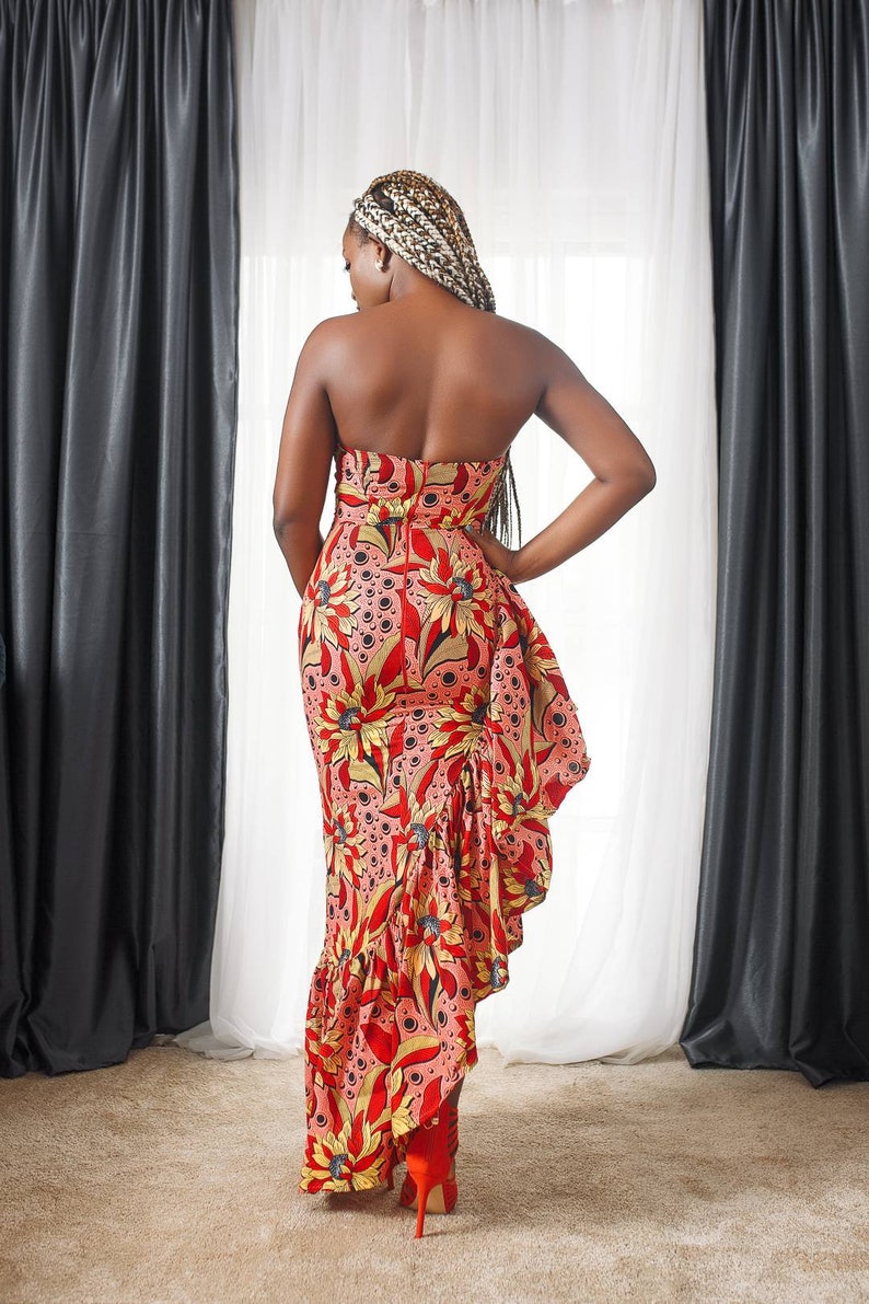 Strapless African Print Prom Dress for Women | Etsy