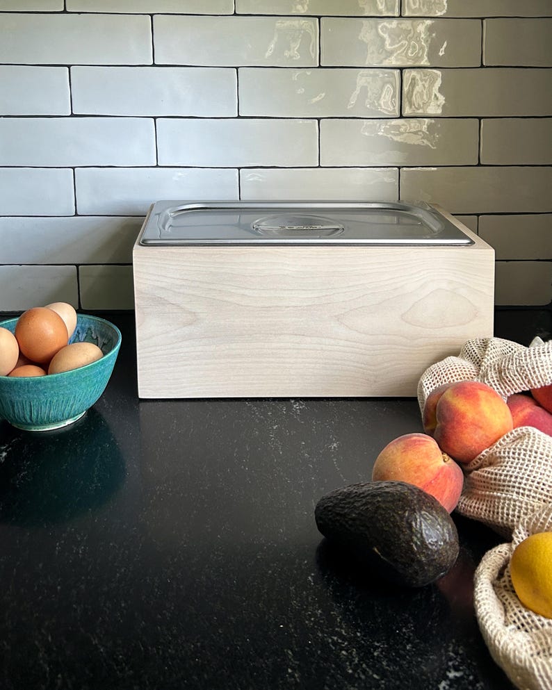 Wood Noaway Countertop Compost Bin – Stainless Steel Liner, Kitchen ...