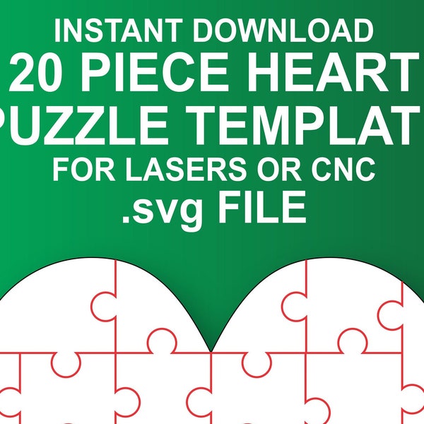 20-piece Heart Puzzle Template Instant Download, DIY Puzzle SVG. Files ...