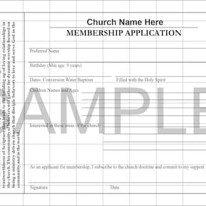 Church Membership Application Form: Customizable PDF (avery 5689) - Etsy