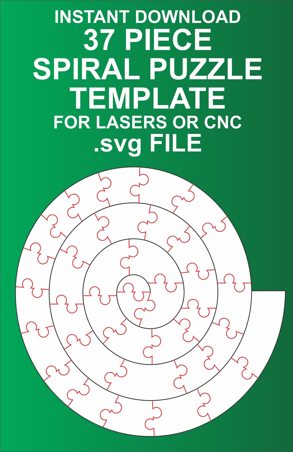37 piece spiral puzzle template Instant Download SVG file | Etsy