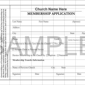 Church Membership Application Form: Customizable PDF (avery 5689) - Etsy