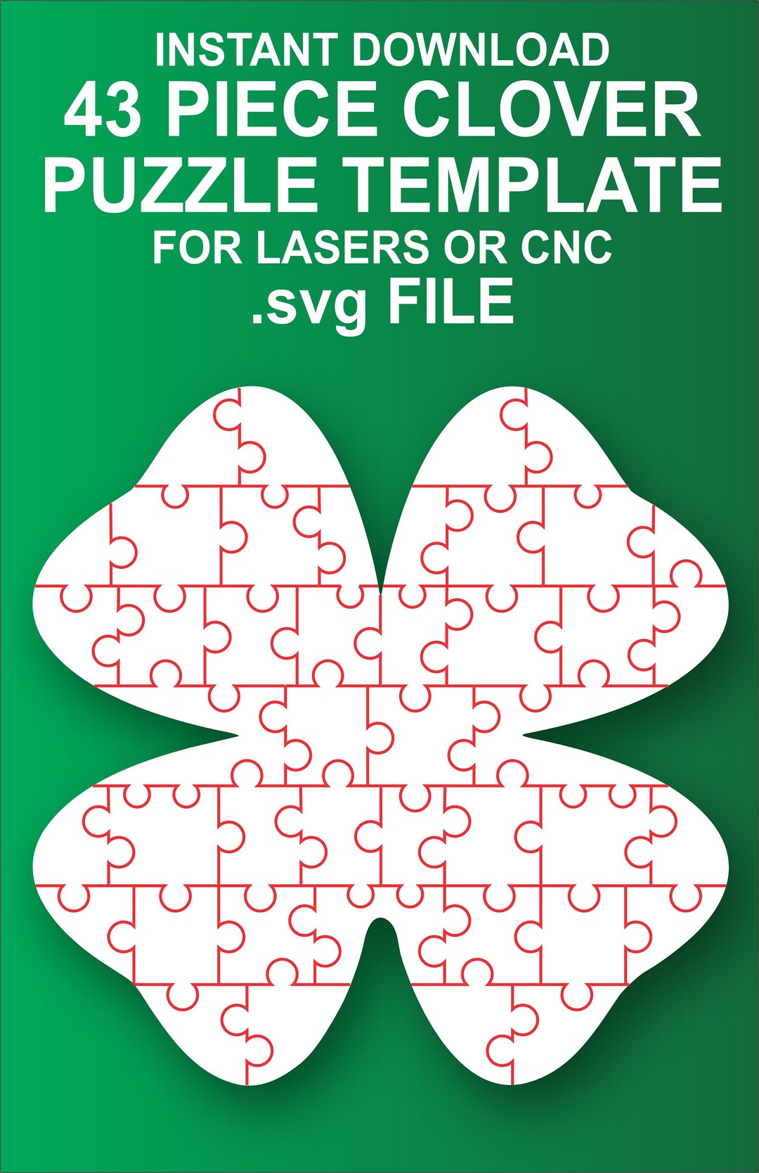 43 Piece Clover Puzzle Template - Instant Download - SVG File - Etsy