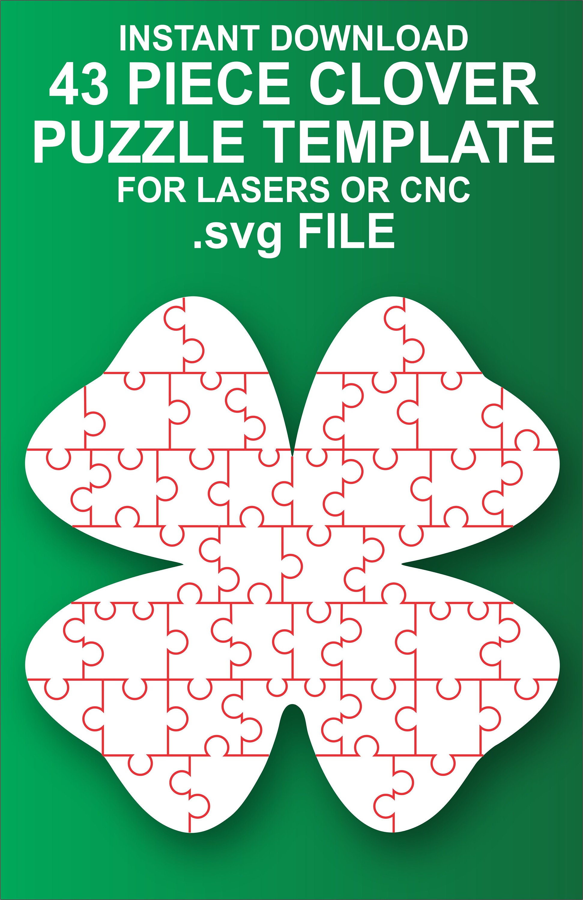 43 Piece Clover Puzzle Template Instant Download SVG File - Etsy