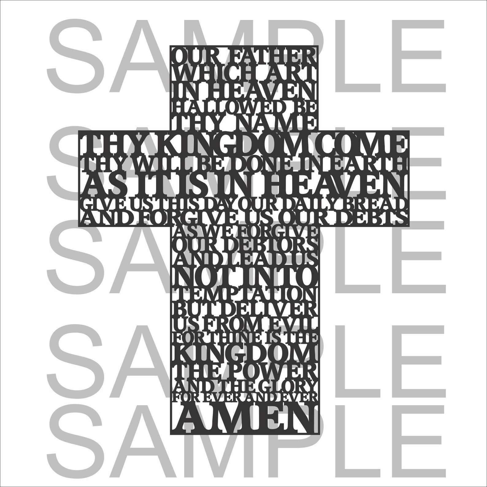 Lords Prayer Cross SVG File Wall and With Base Versions - Etsy