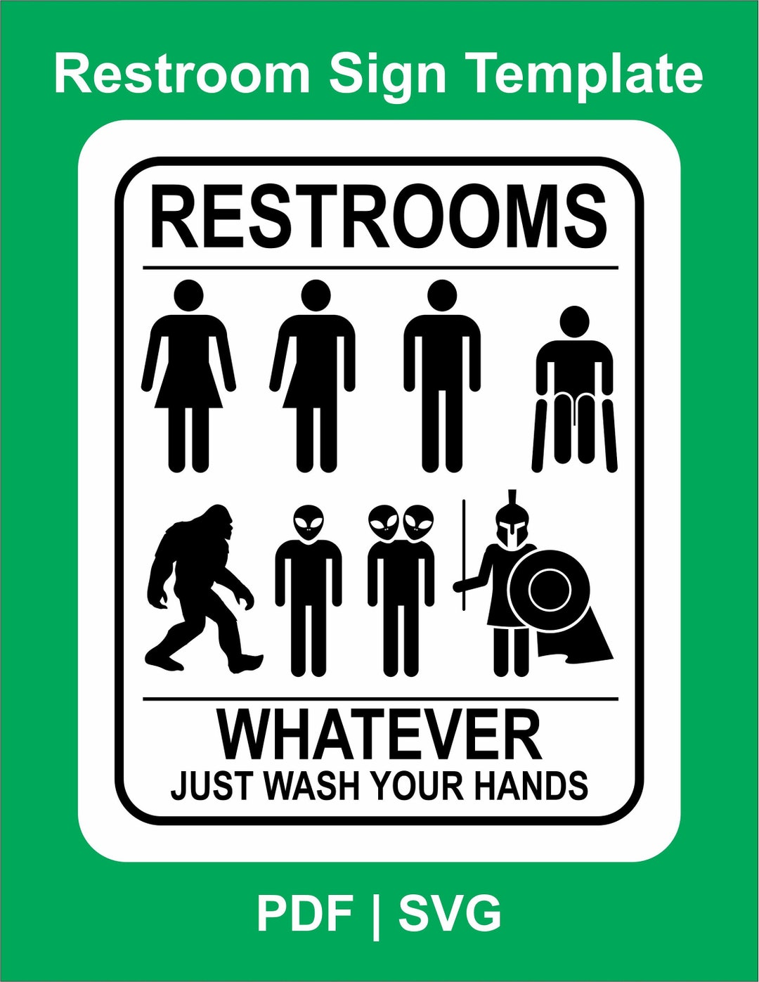 Bathroom Sign Template for Printing Laser Engraving CNC Machines - Etsy