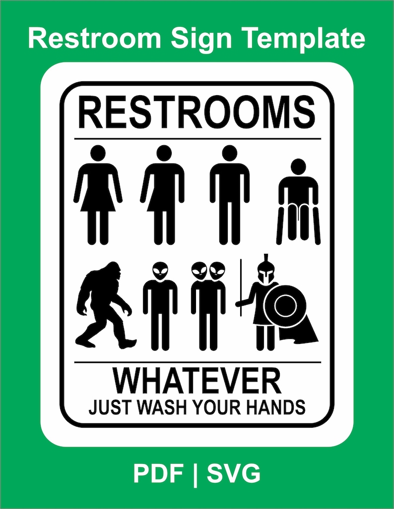 Bathroom Sign Template for Printing Laser Engraving CNC Machines - Etsy