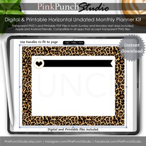 Leopard Cheetah Planner Calendar Page Insert Digital PNG Printable PDF ...