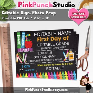 Editable First Day of School Sign Printable PDF File Instant Download ...
