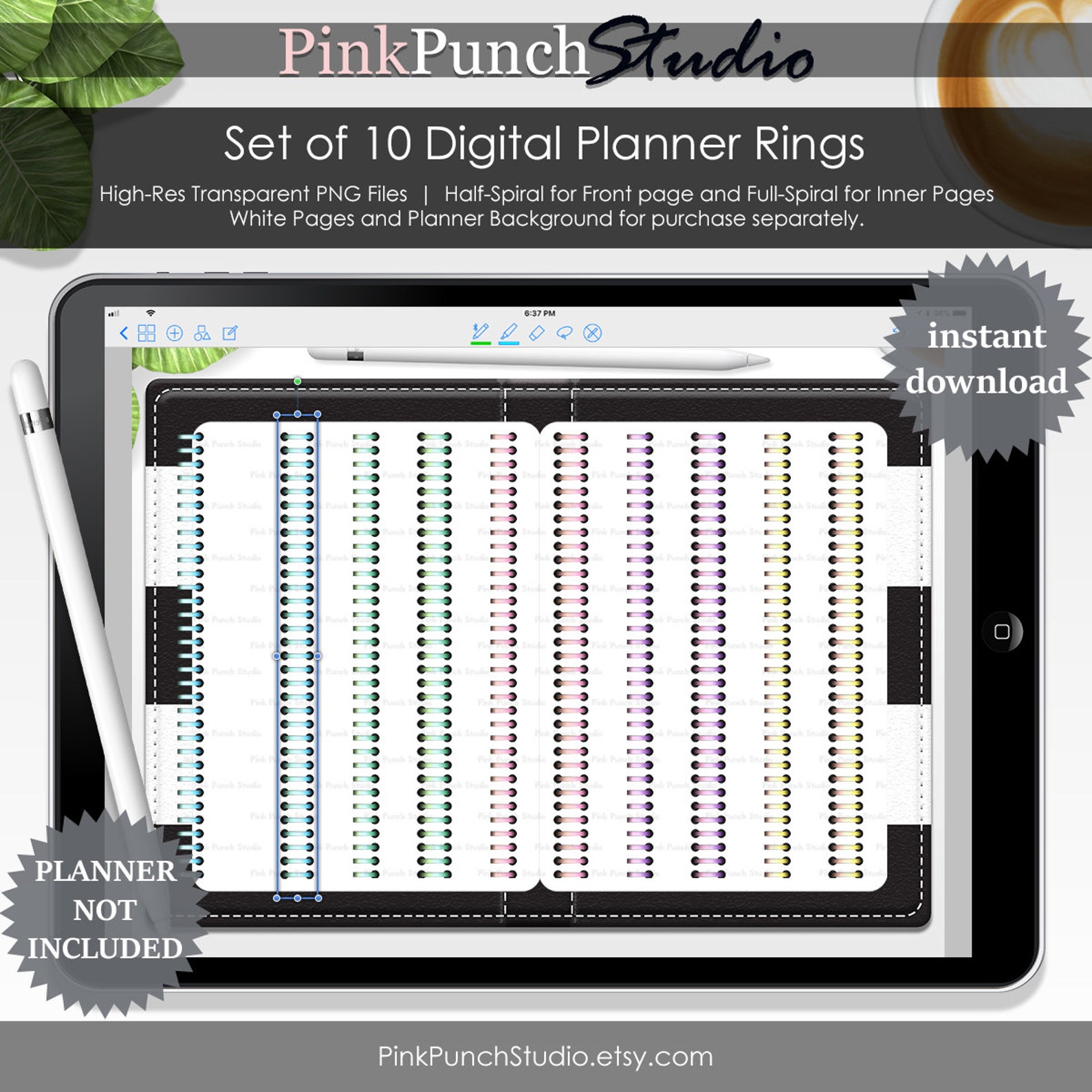 Digital Planner Rings Set Transparent PNG Files Build Your Own Planner ...