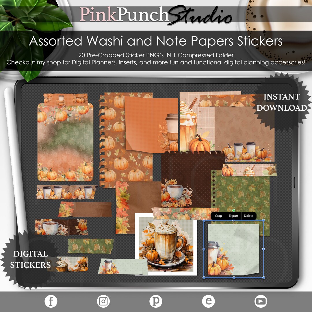 Pumpkin Spice Fall Autumn Washi and Note Papers PNG Stickers - Etsy