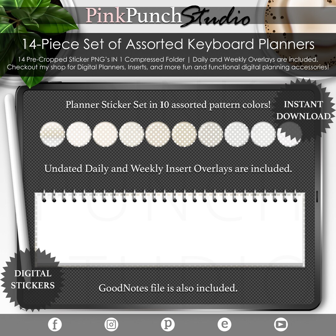 Bunny Tails White Beige Neutral Polka Dot Keyboard Planners PNG ...