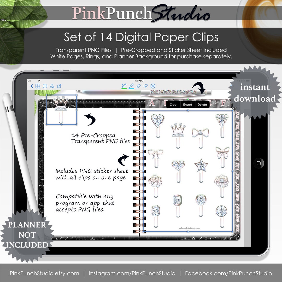 Holographic Metal Digital Paper Clips Set Pre Cropped - Etsy