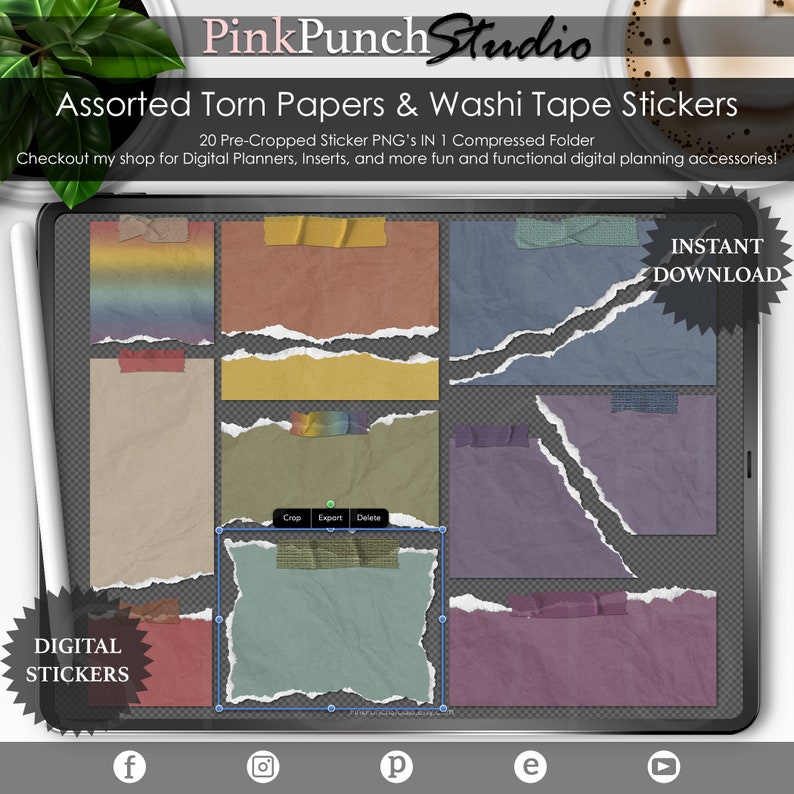 Muted Palette Torn Papers and Washi Kit PNG Stickers Digital - Etsy