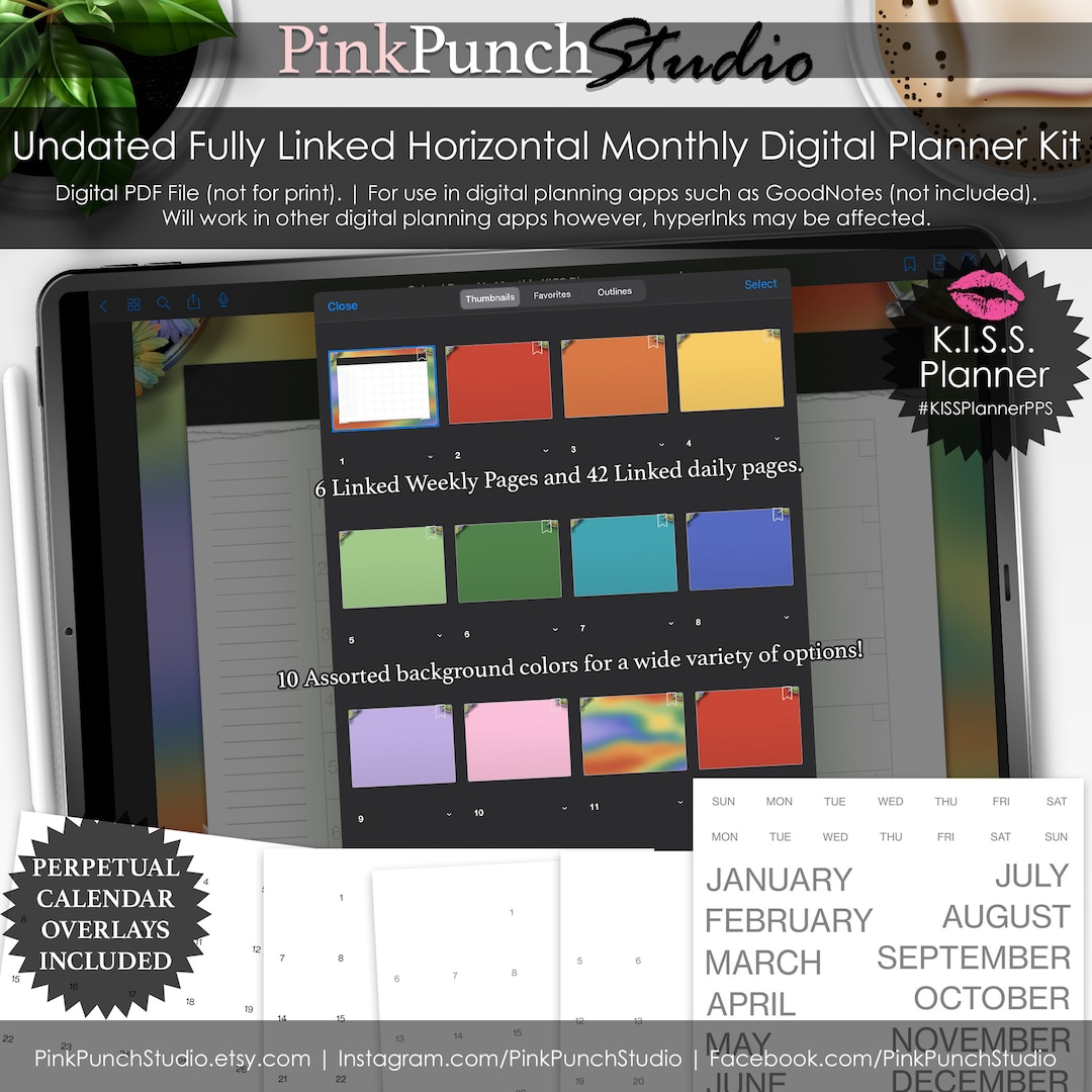 School Daze Back to School Undated Monthly Horizontal KISS Planner DIY ...