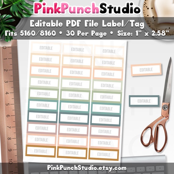 Boho Color Palette Editable Labels Printable PDF File for 5160 - Etsy