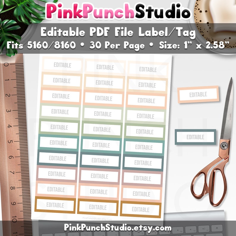 Boho Color Palette Editable Labels Printable PDF File for 5160 - Etsy
