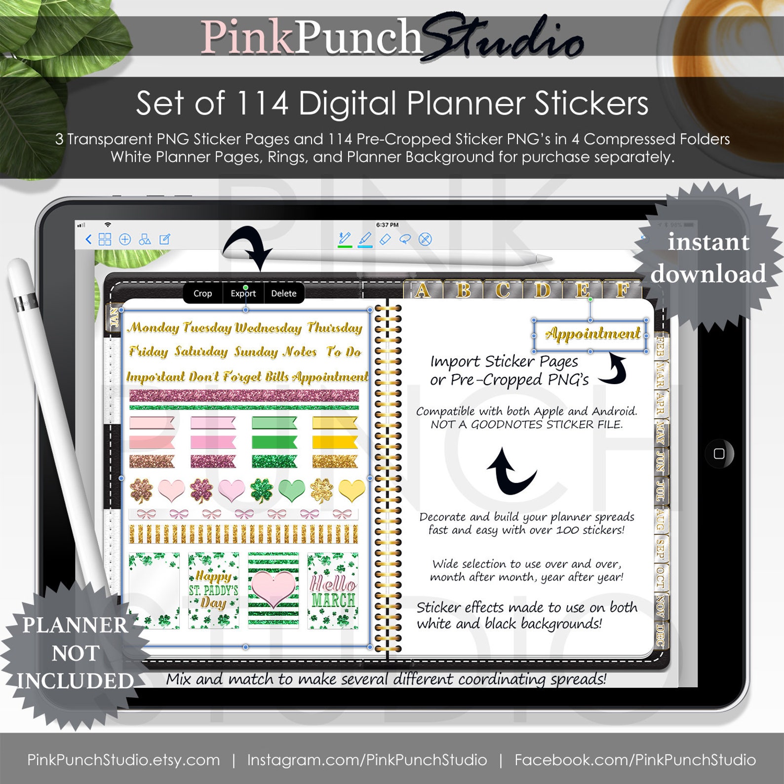 March St Patrick's Day Digital Planner Stickers Kit | Etsy