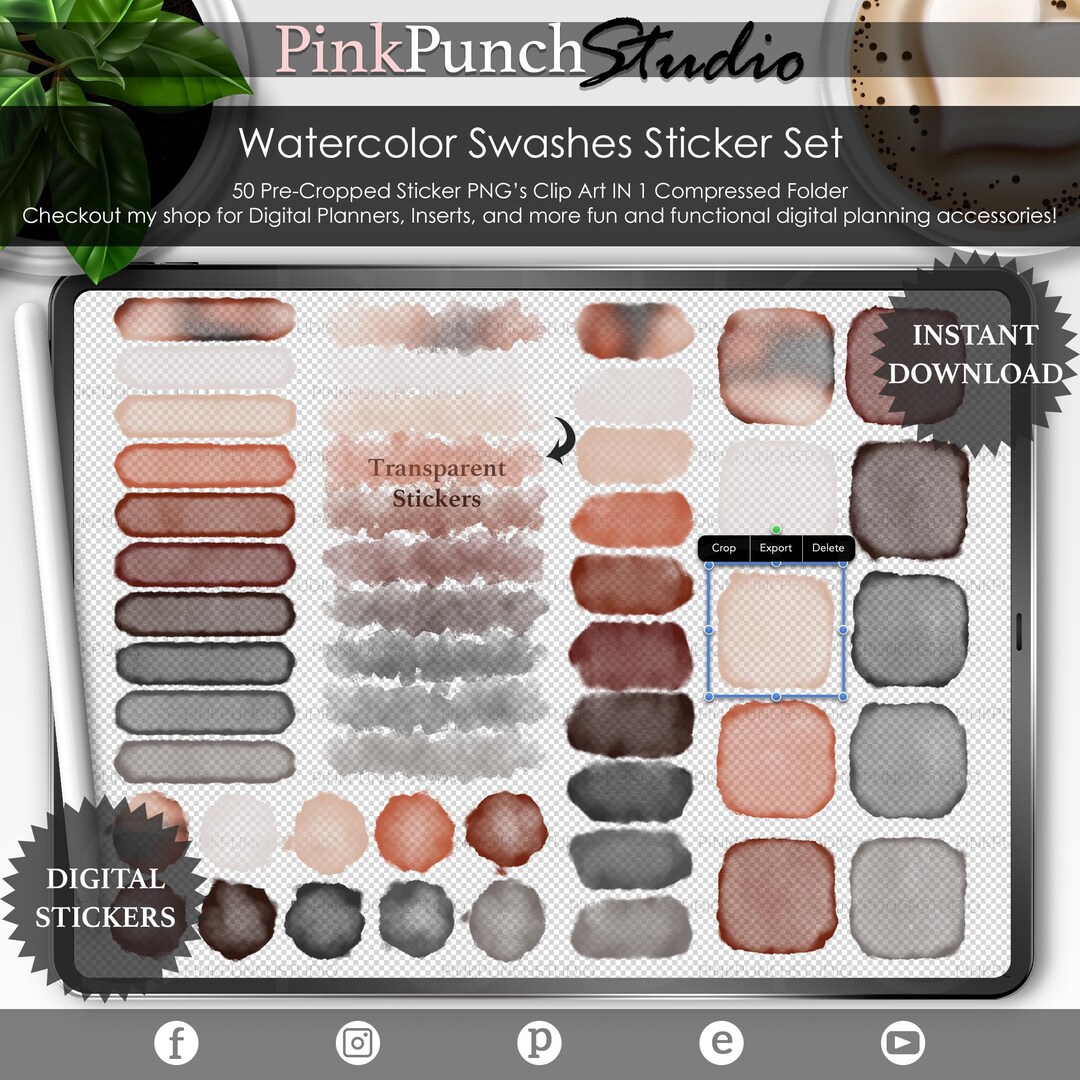 Autumn Queen Watercolor Swashes Digital Stickers: Precropped PNG Clip ...