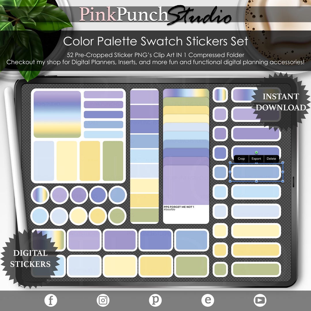 Forget Me Not Color Swatch Stickers | Aesthetic PNG & Goodnotes ...