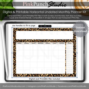 Leopard Cheetah Planner Calendar Page Insert Digital PNG Printable PDF ...