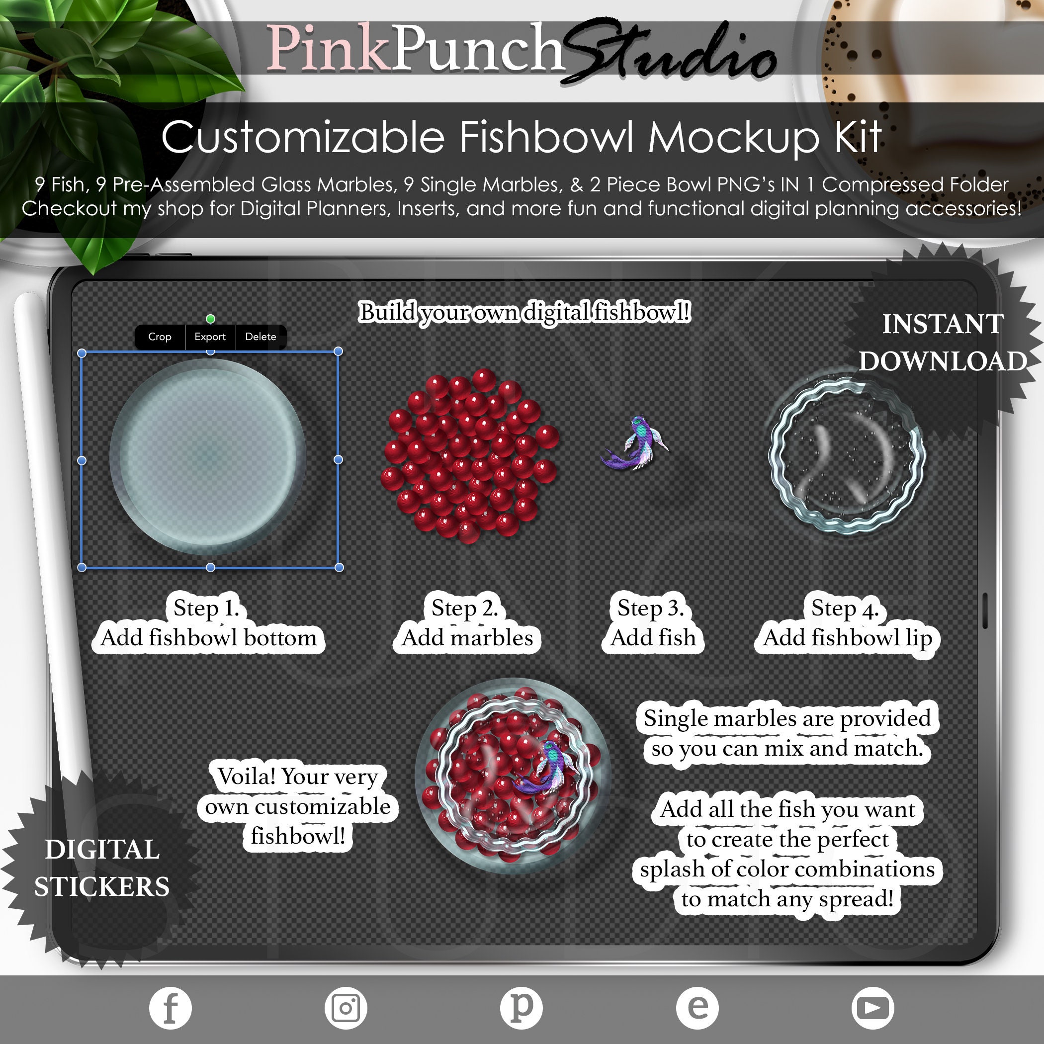 Primary Fishbowl Kit Top View Digital Planner Planning PNG | Etsy
