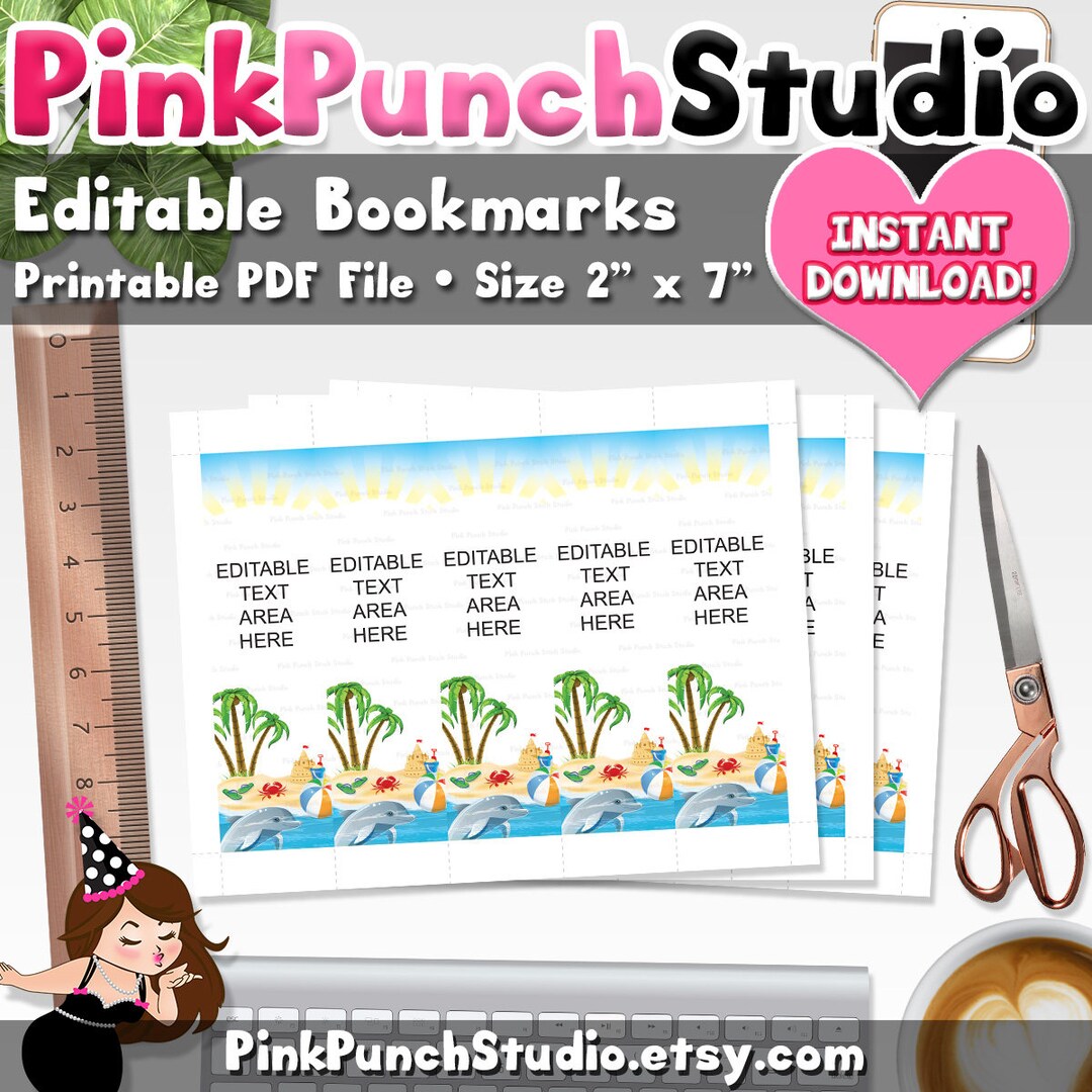 Editable Bookmarkers Beach Theme Classrooom Teacher Printable PDF File ...