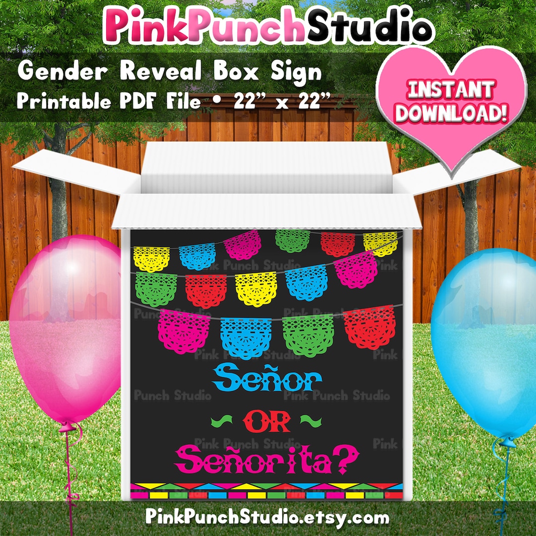 Printable Senor or Senorita Fiesta Baby Gender Reveal Baby Shower Party ...