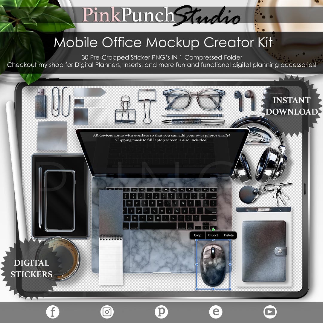 Digital Planner | PNG Sticker Kit | Mobile Desk Stickers | Desk Scene ...