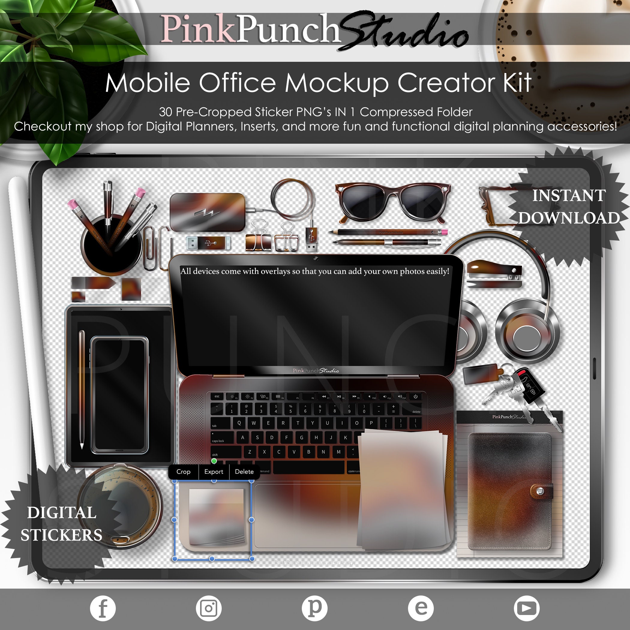 Boss Lady Mobile Office Mockup Kit: Digital Planner Stickers, Desk ...