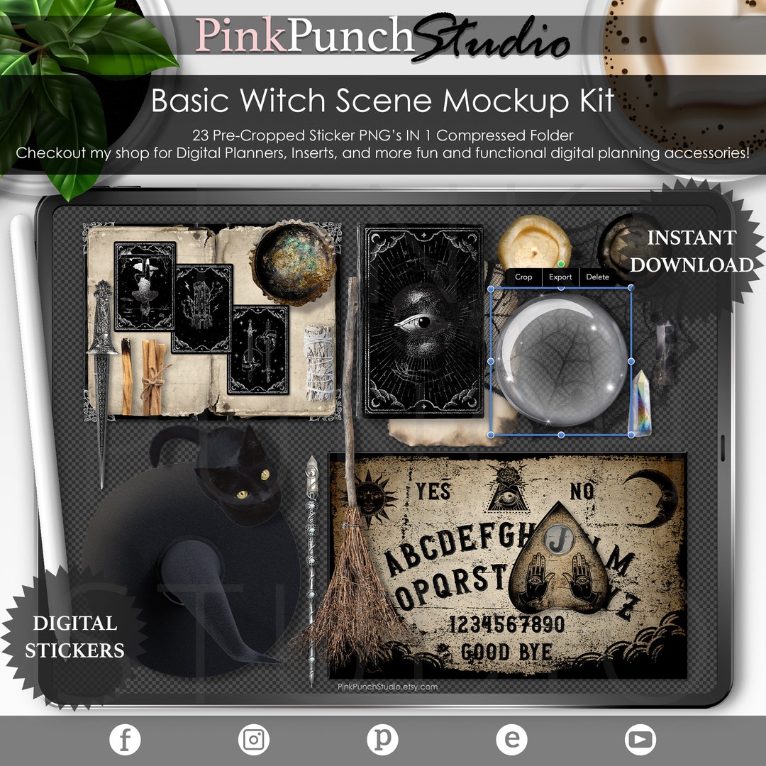 Basic Witch Desk Decor Kit Digital Planning PNG Stickers Scrapbooking ...