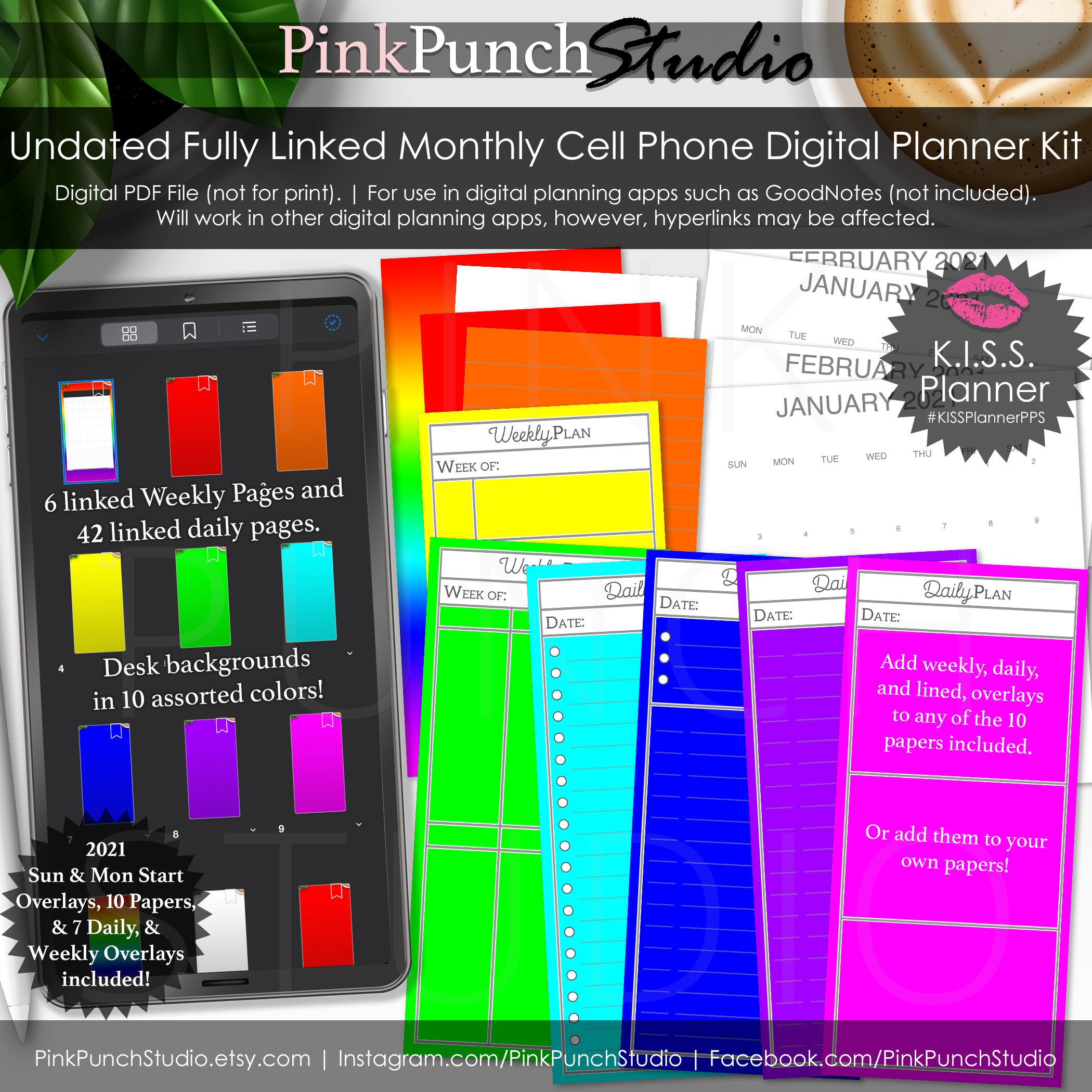 Paper & Party Supplies Calendars & Planners Muted Monthly Cell Phone ...