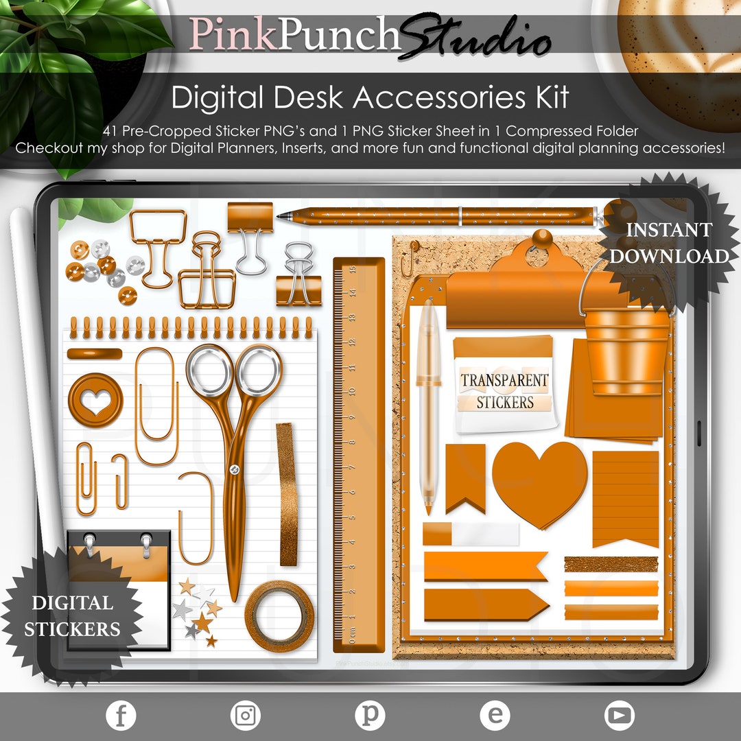 Burnt Orange Desk Accessories Digital Scrapbooking Planning Planner ...