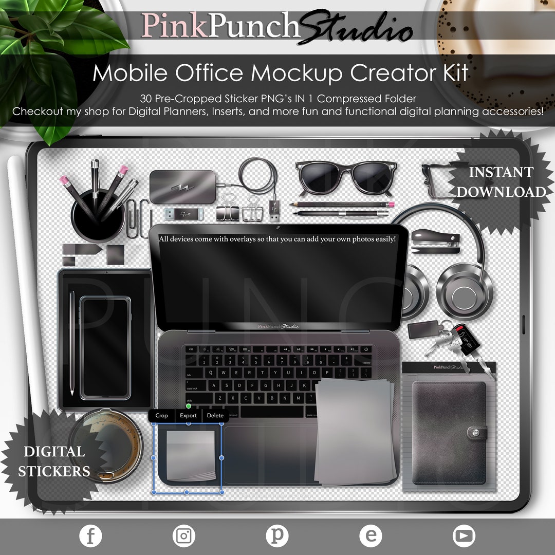 Dark Winter Winter Mobile Office Mockup Kit PNG Digital Planner ...