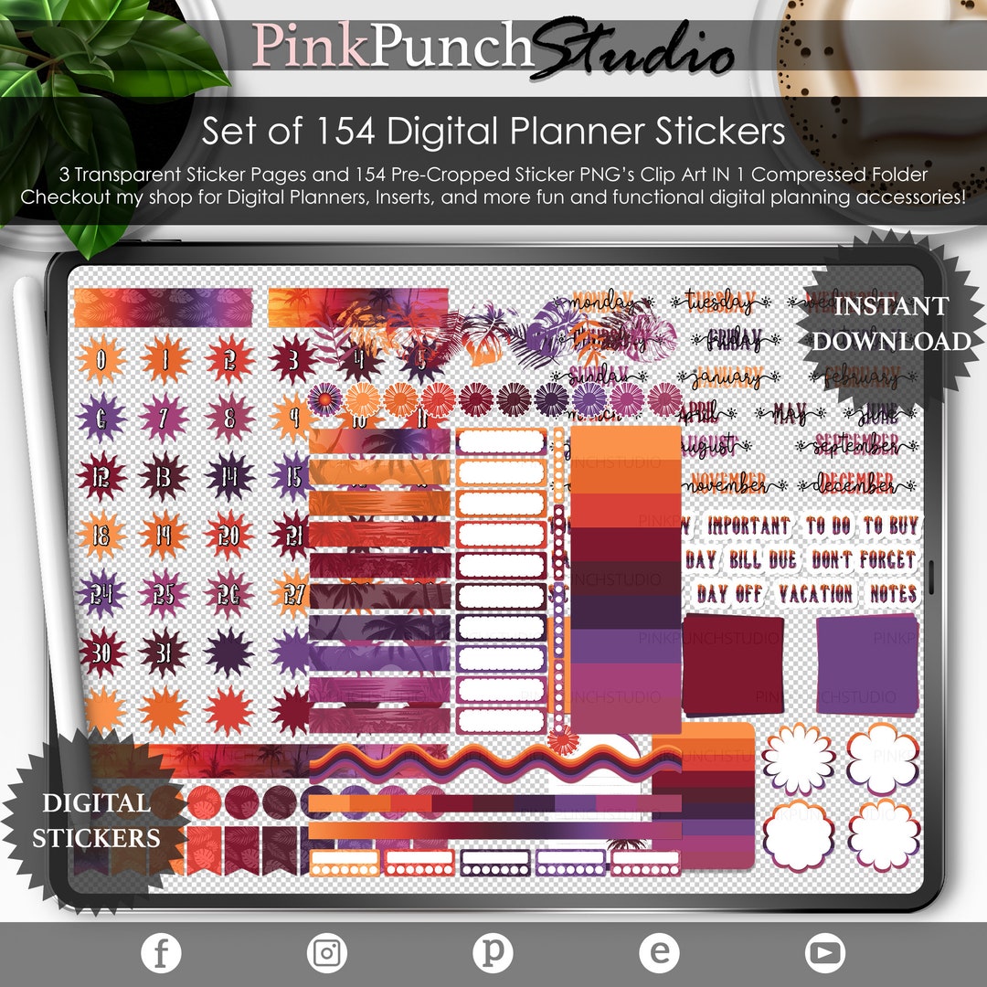 Tequila Sunrise | Digital Planner Stickers | Flower Sticker | Goodnotes ...