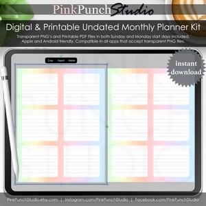 Pastel Holo Rainbow Planner Calendar Inserts Digital PNG and Printable ...