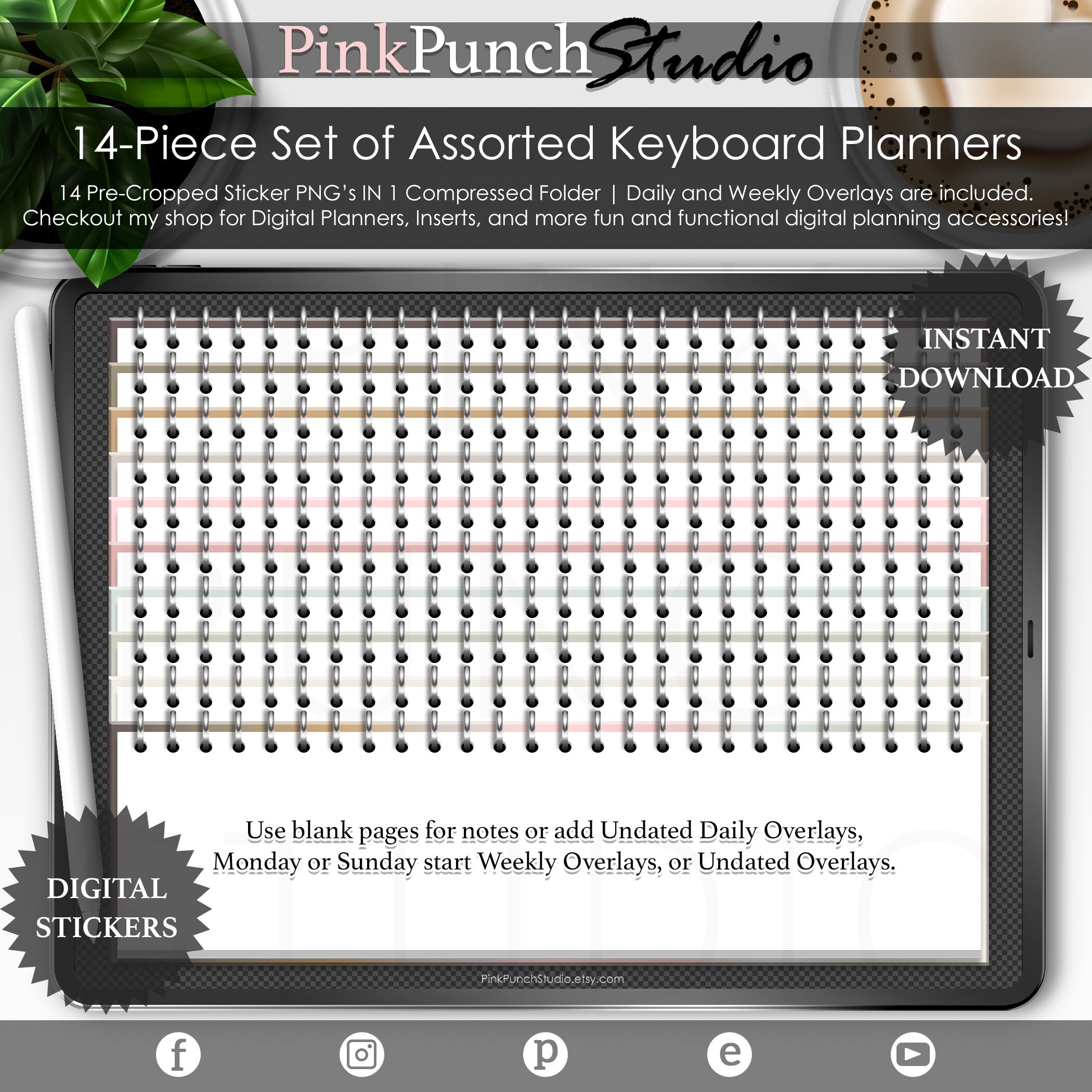 Beach Cottage Keyboard Planners PNG Files Scrapbooking Clipart - Etsy