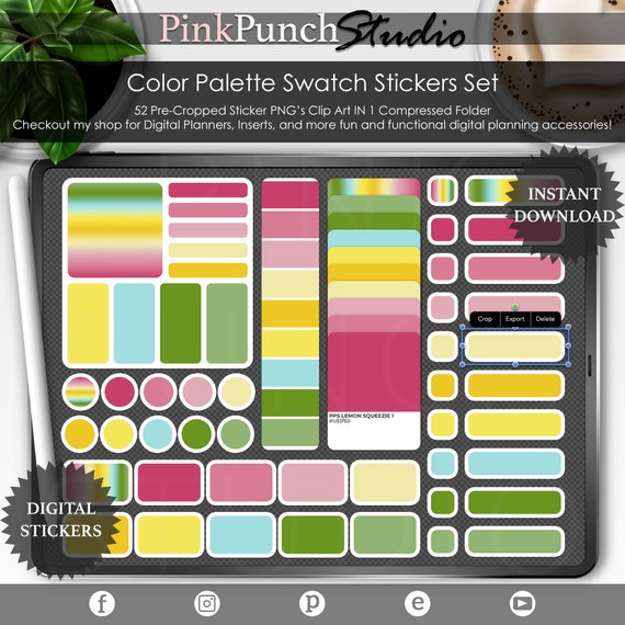 Lemon Squeezie Swatches Sticker Kit Clipart PNG Scrapbooking - Etsy