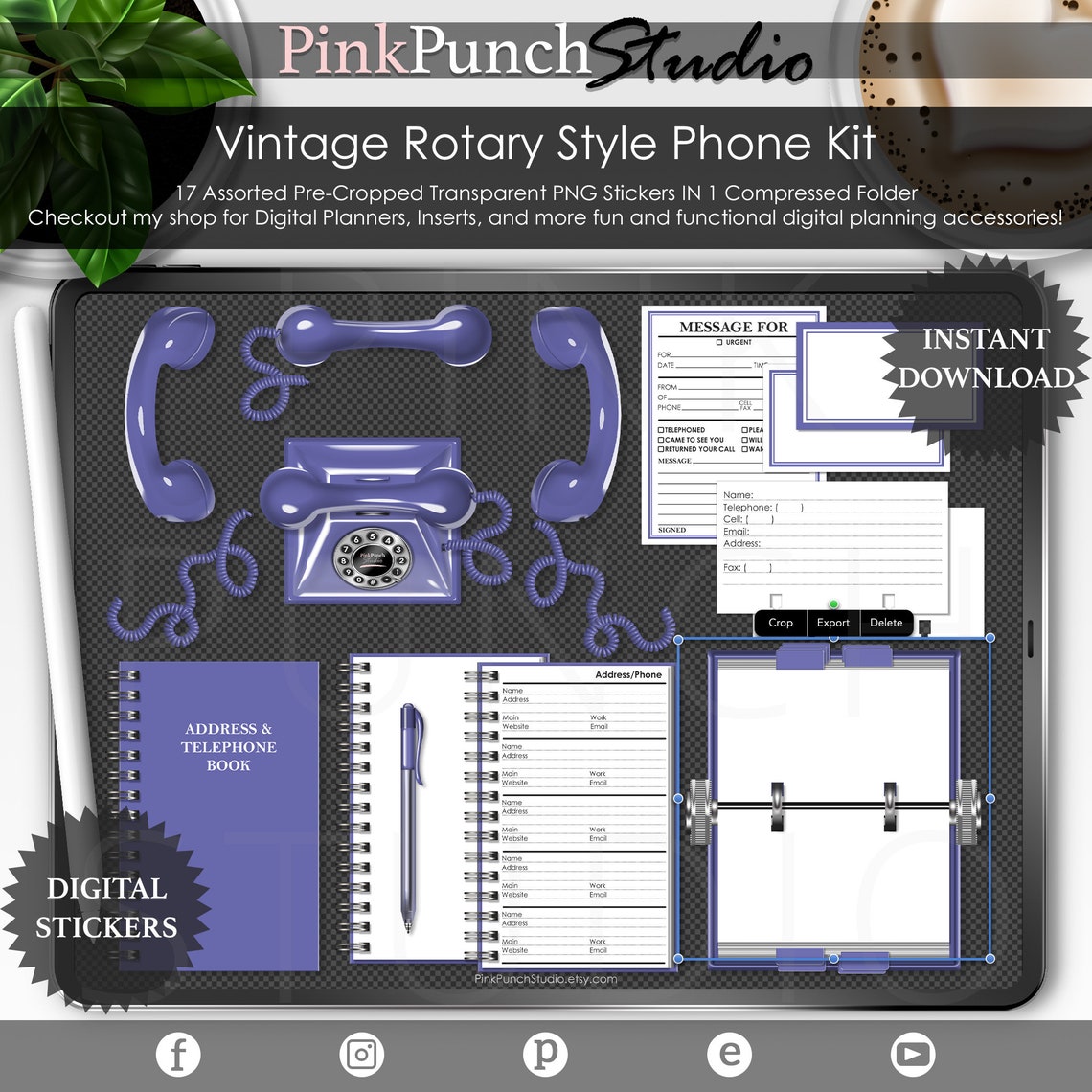 Very Periwinkle Vintage Rotary Phone Kit Digital Planner - Etsy