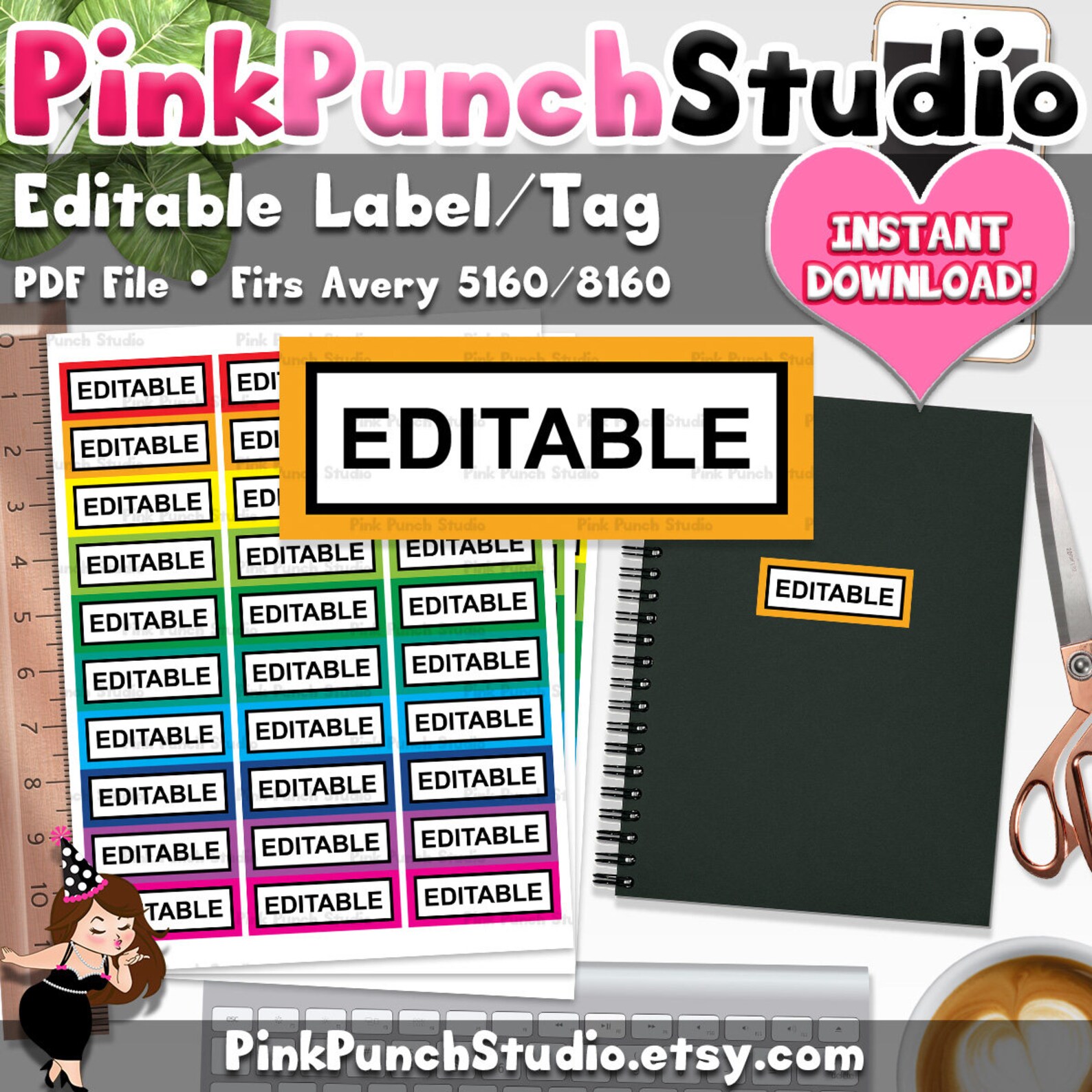 Editable Labels Printable PDF File Fits Avery 5160 8160 School - Etsy