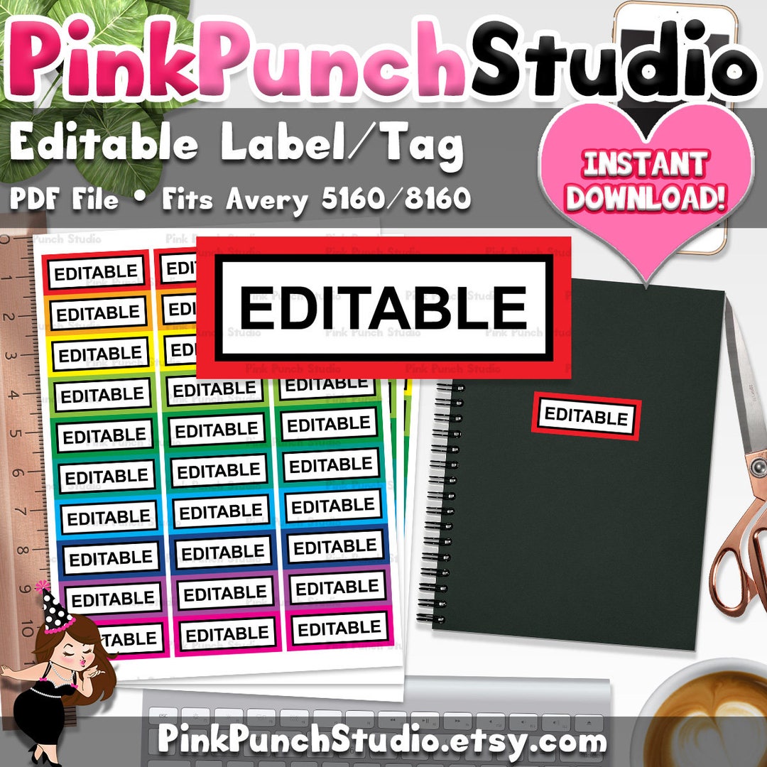 Editable Labels Printable PDF File Fits 5160 8160 School Name Tags ...